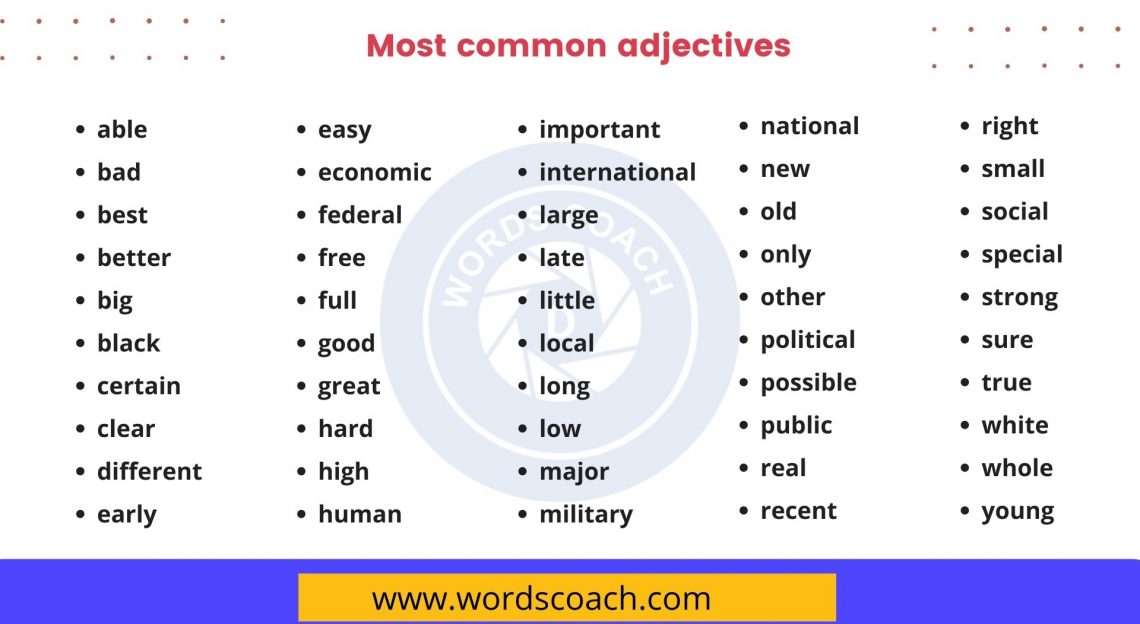 50 most common adjectives in English - Word Coach