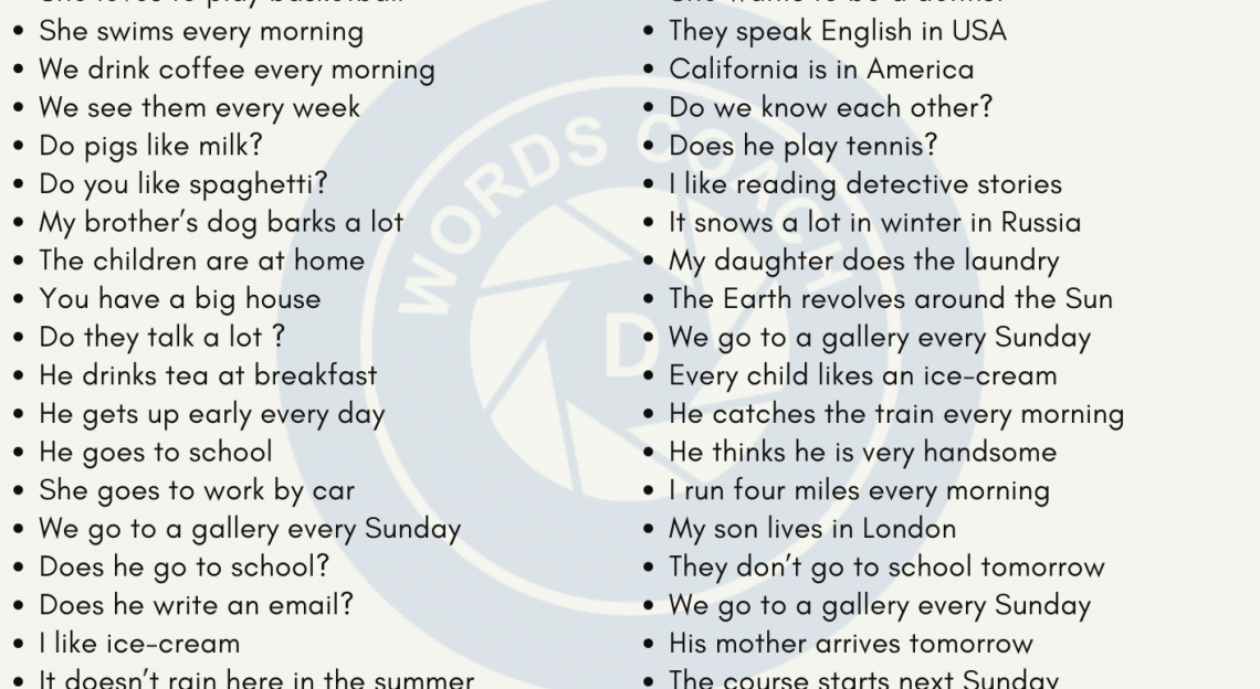 Examples Of Simple Present Tense Sentences - Word Coach