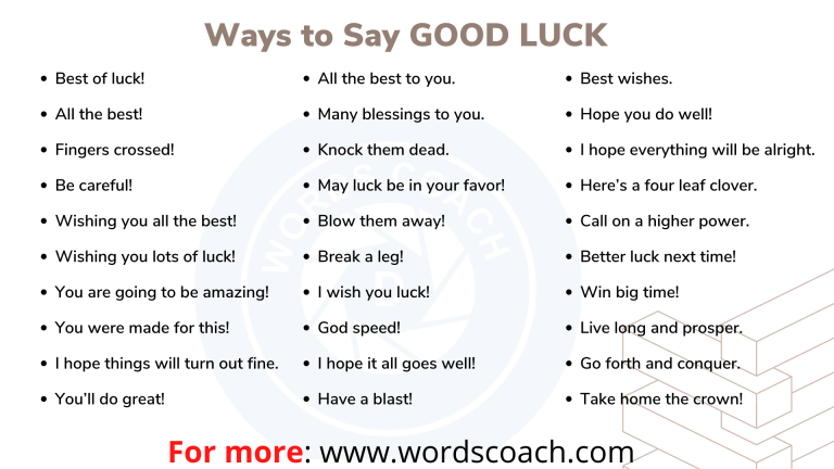 Ways to Say “GOOD LUCK” in English - Word Coach