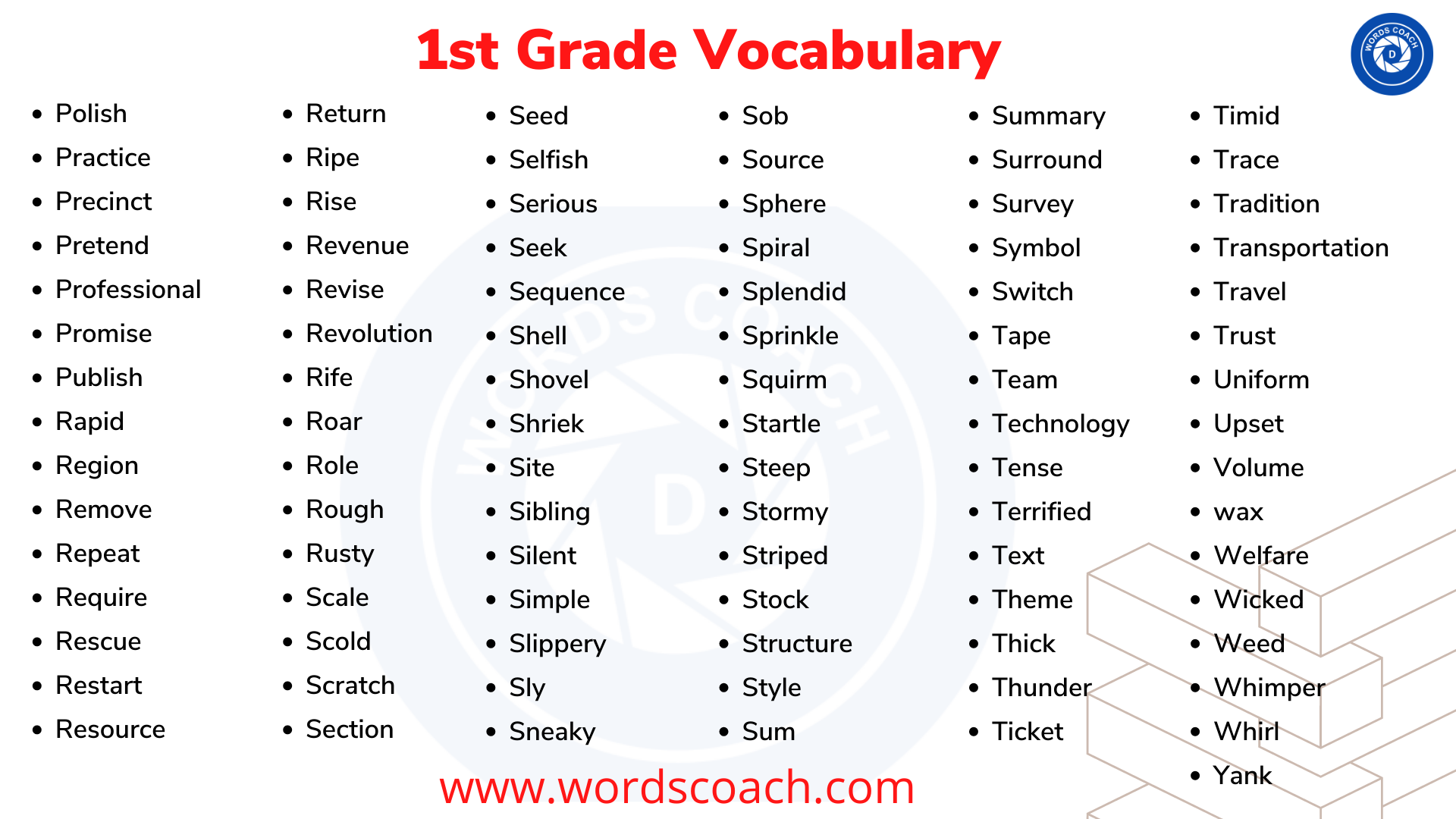 1st Grade Vocabulary - Word Coach