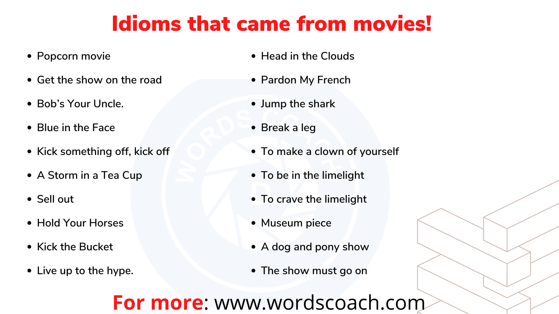 Idioms that came from movies - words coach idioms and vocabulary