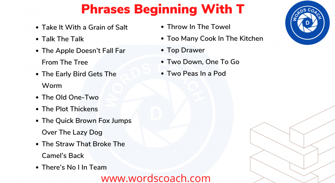 85+ Phrases Beginning With T - Word Coach