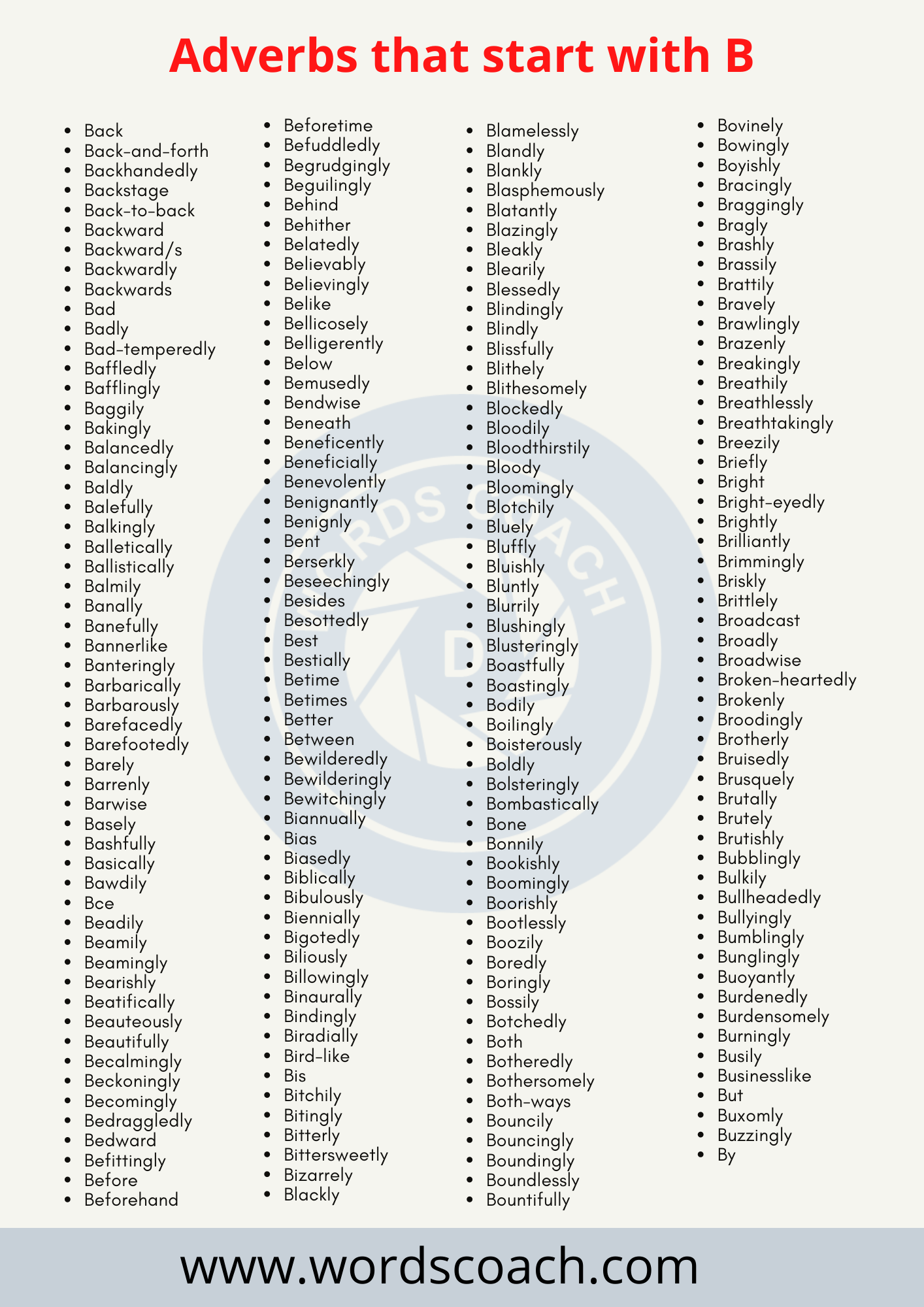 Adverbs That Start With B Word Coach Adverbs That Start With B Word Coach