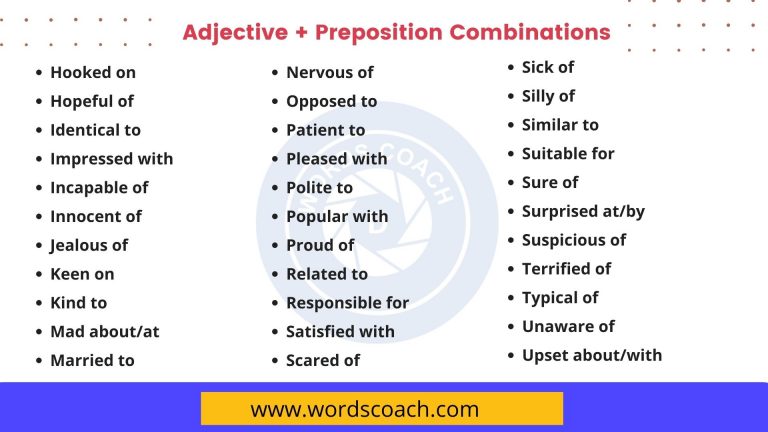 Adjective + Preposition Combinations - Word Coach