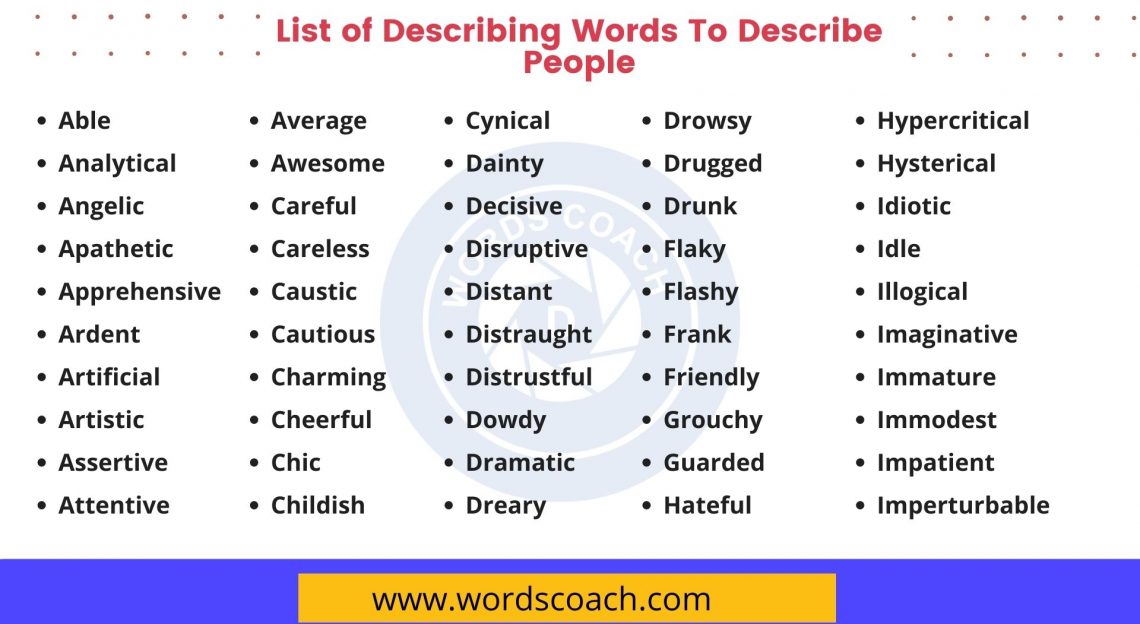 List of Describing Words - Word Coach