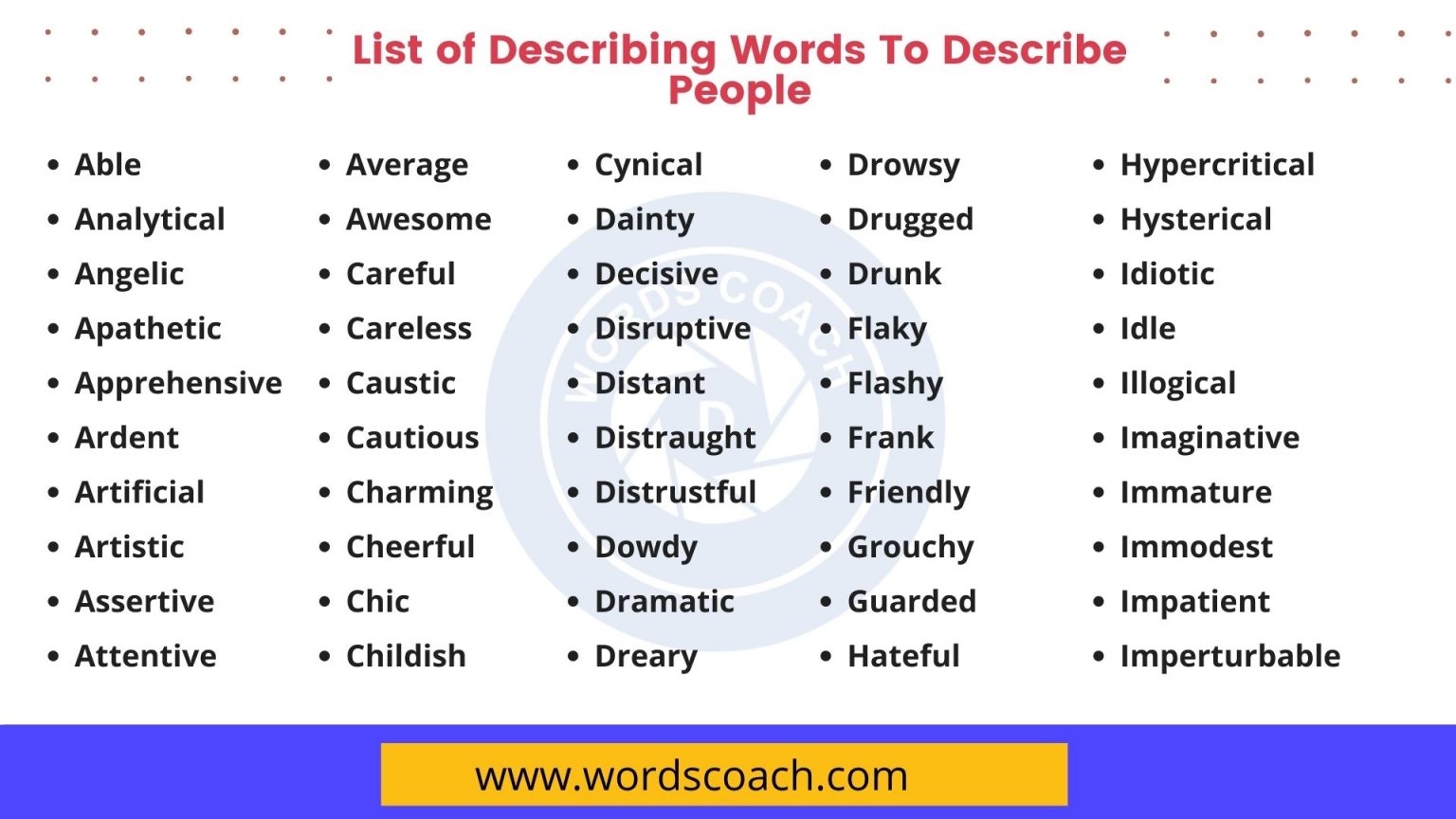 List of Describing Words - Word Coach