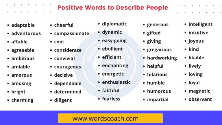 Positive Words to Describe People - Word Coach