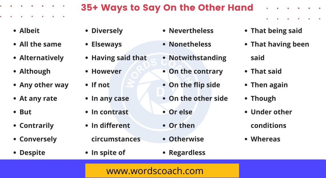 35+ Ways to Say On the Other Hand - Word Coach