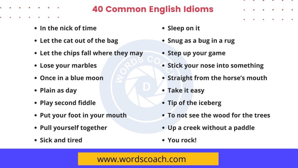 40 Common English Idioms - Word Coach