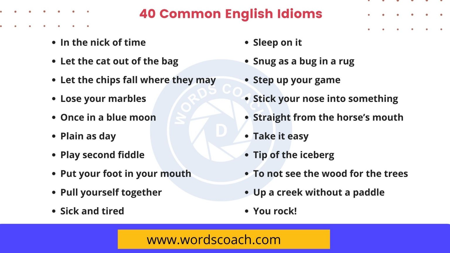 40 Common English Idioms - Word Coach