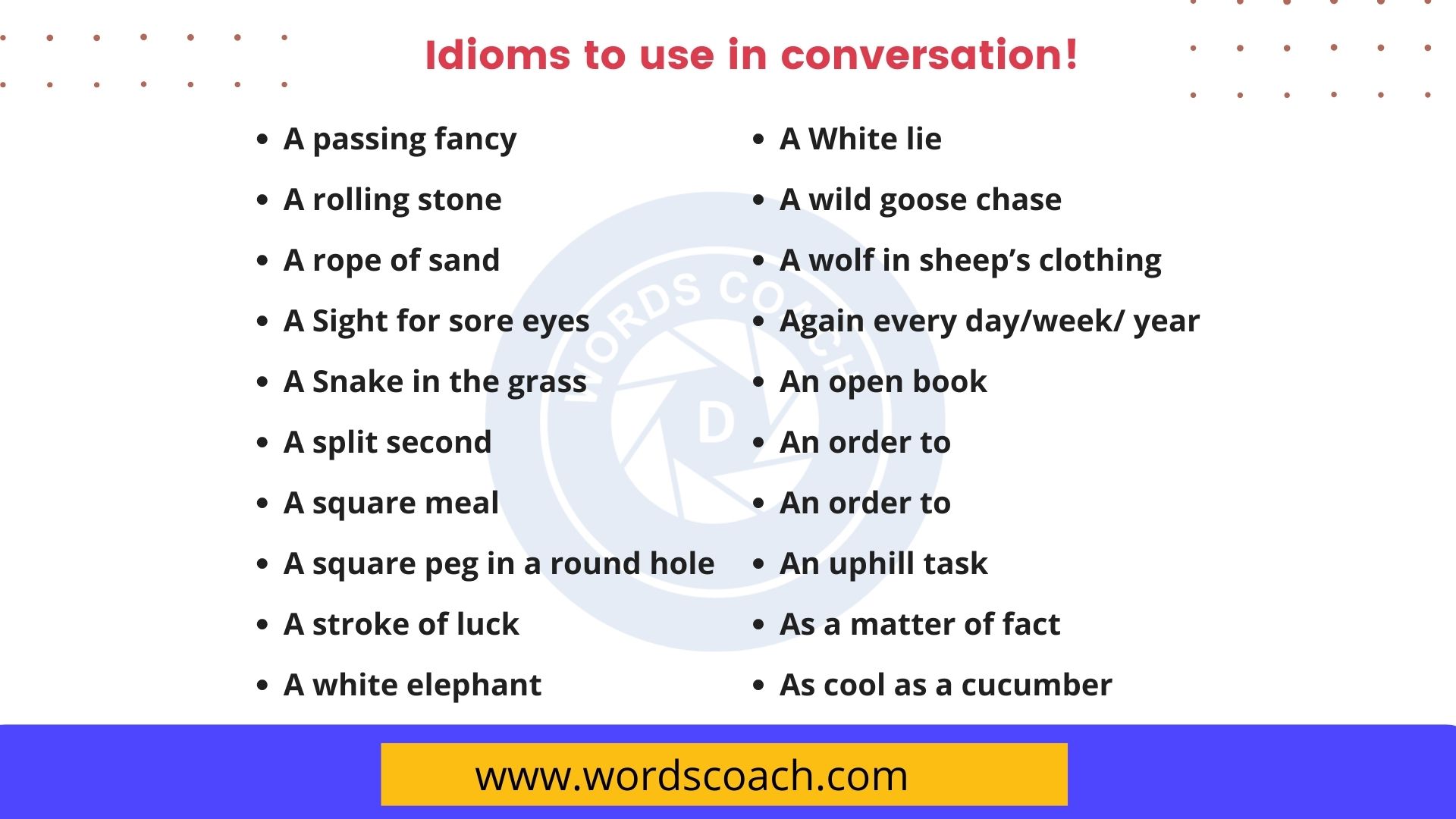 Idioms to use in conversation! - Word Coach