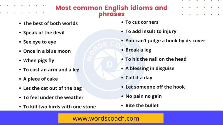25 Most common English idioms and phrases - Word Coach
