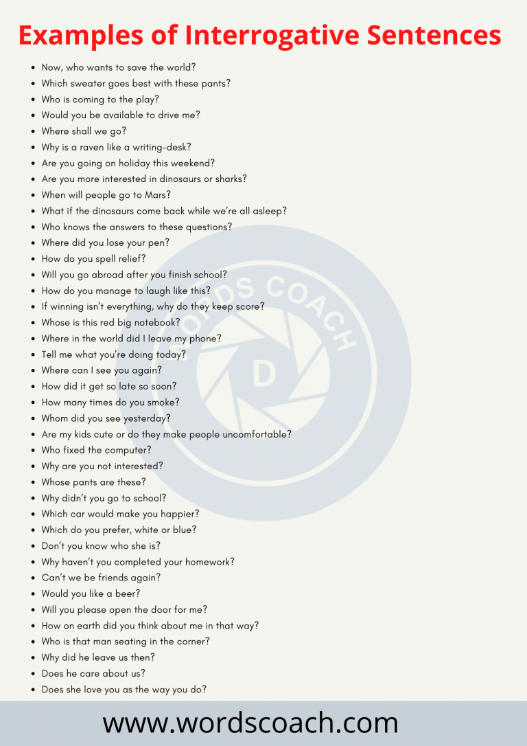 Interrogative Sentences - Word Coach
