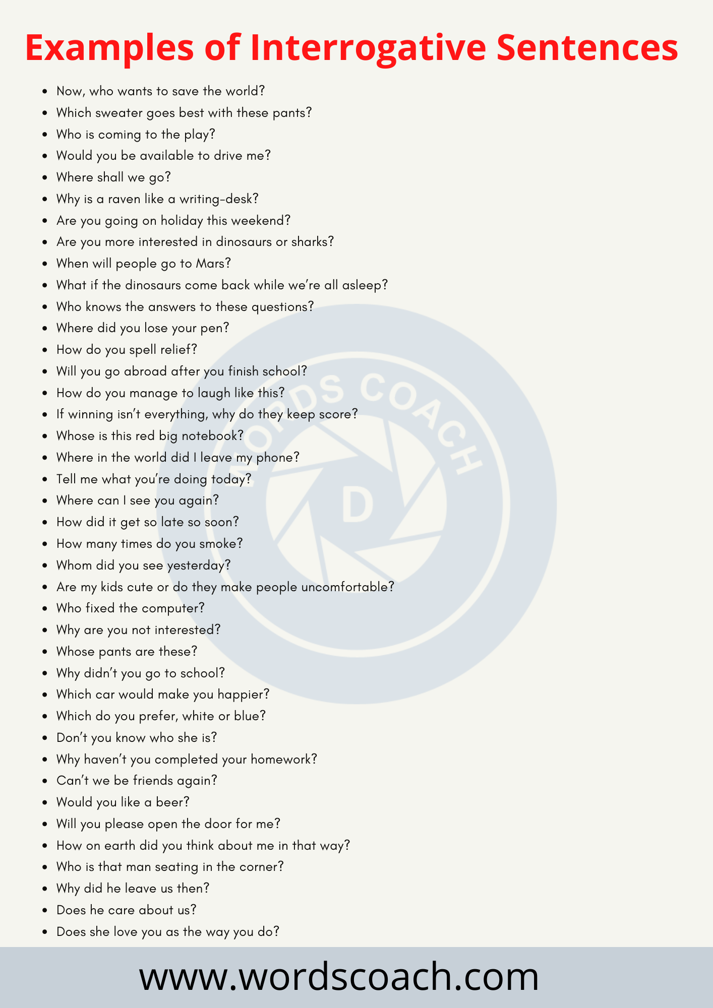 Interrogative Sentences - Word Coach