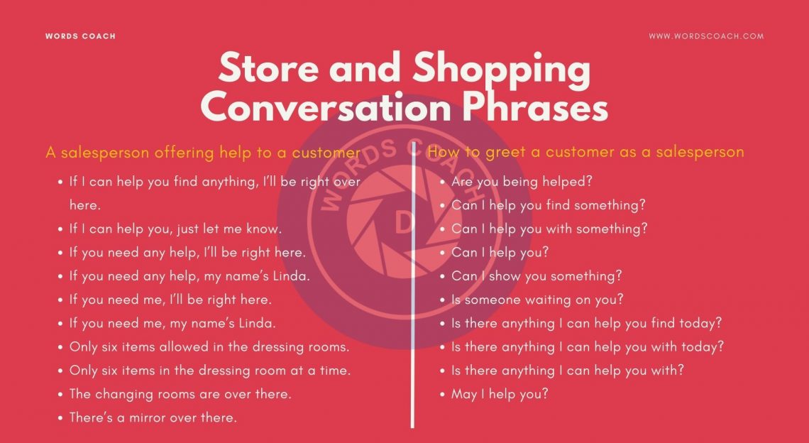 Store and Shopping Conversation Phrases - Word Coach