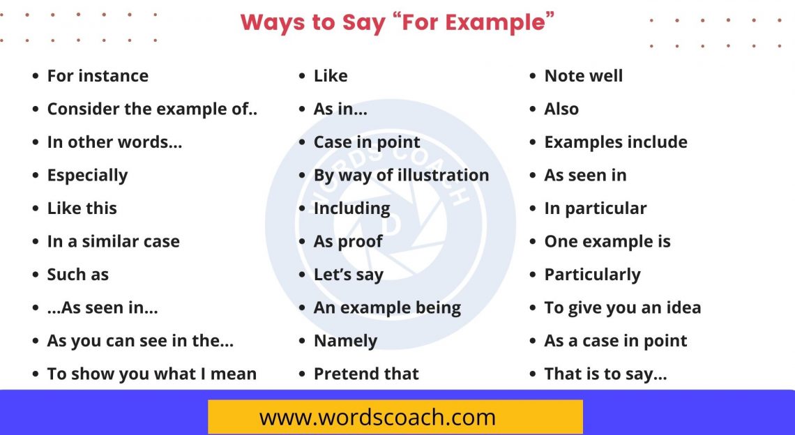 Ways to Say “For Example” in English - Word Coach