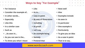 Ways to Say “For Example” in English - Word Coach