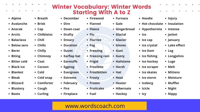 Winter Vocabulary: Winter Words Starting With A to Z - Word Coach