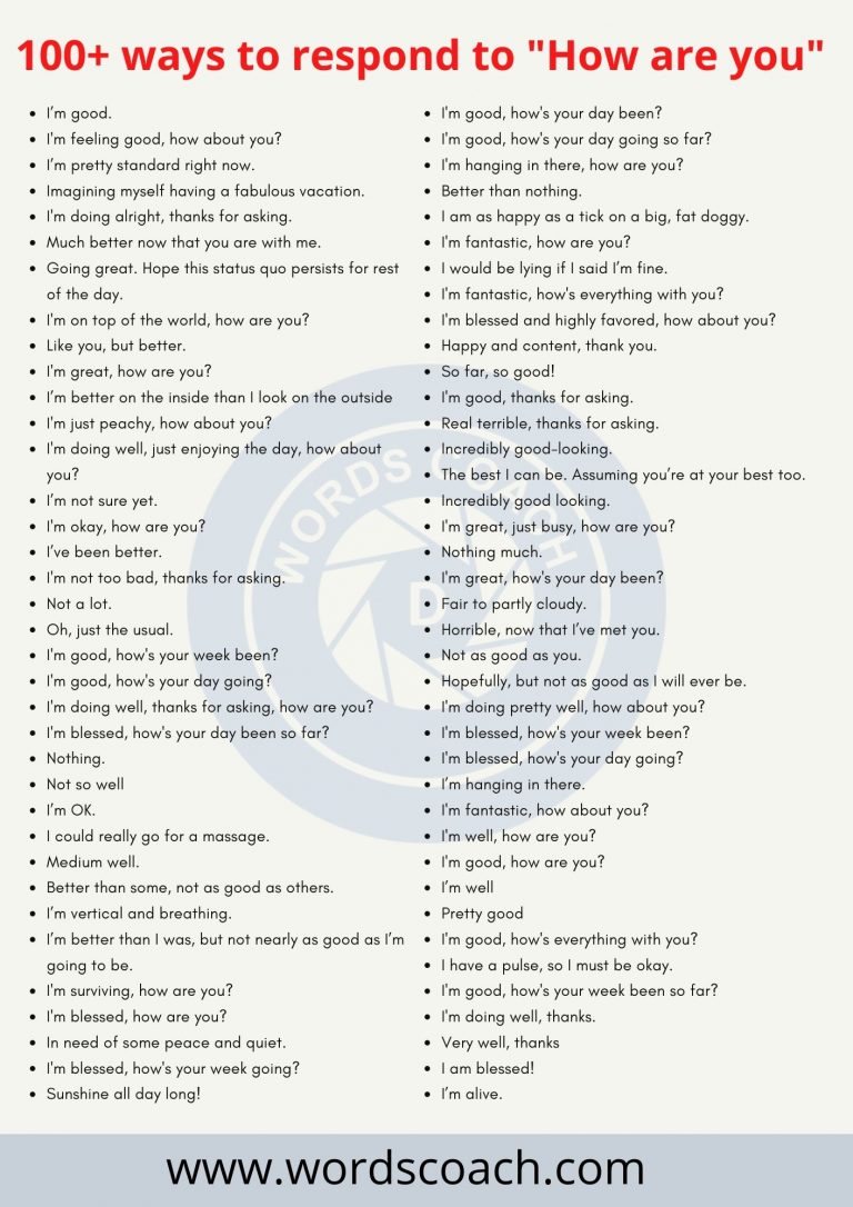 100+ ways to respond to "How are you" - Word Coach