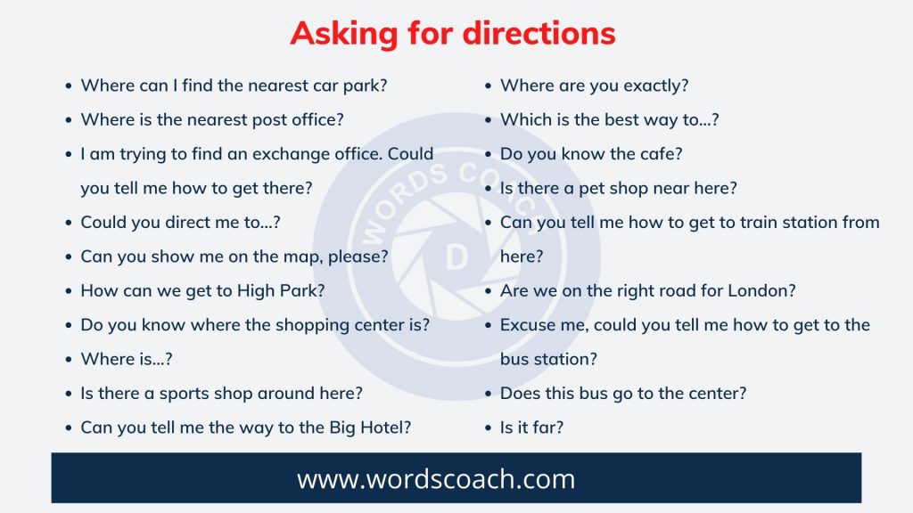 Phrases for Asking and Giving Direction in English - Word Coach