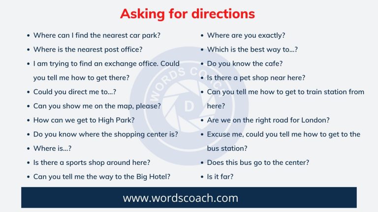 Phrases for Asking and Giving Direction in English - Word Coach