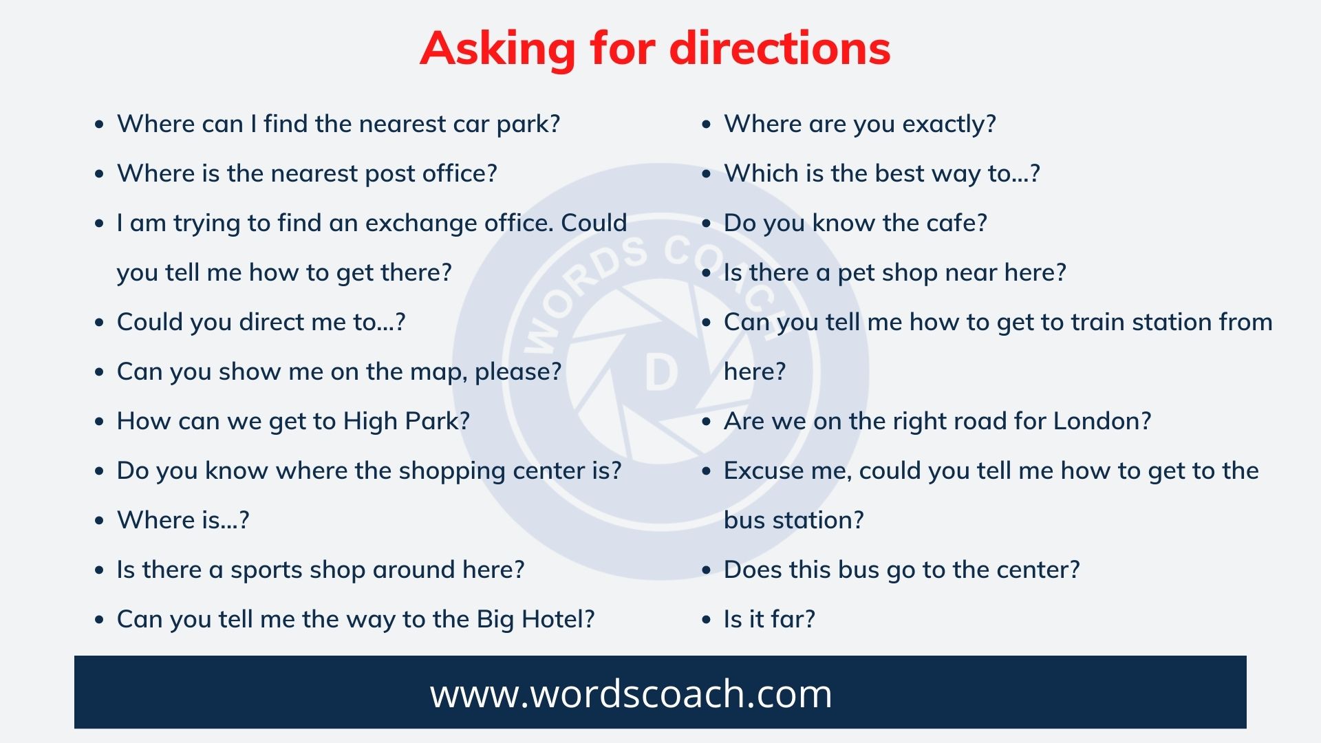 Phrases for Asking and Giving Direction in English - Word Coach