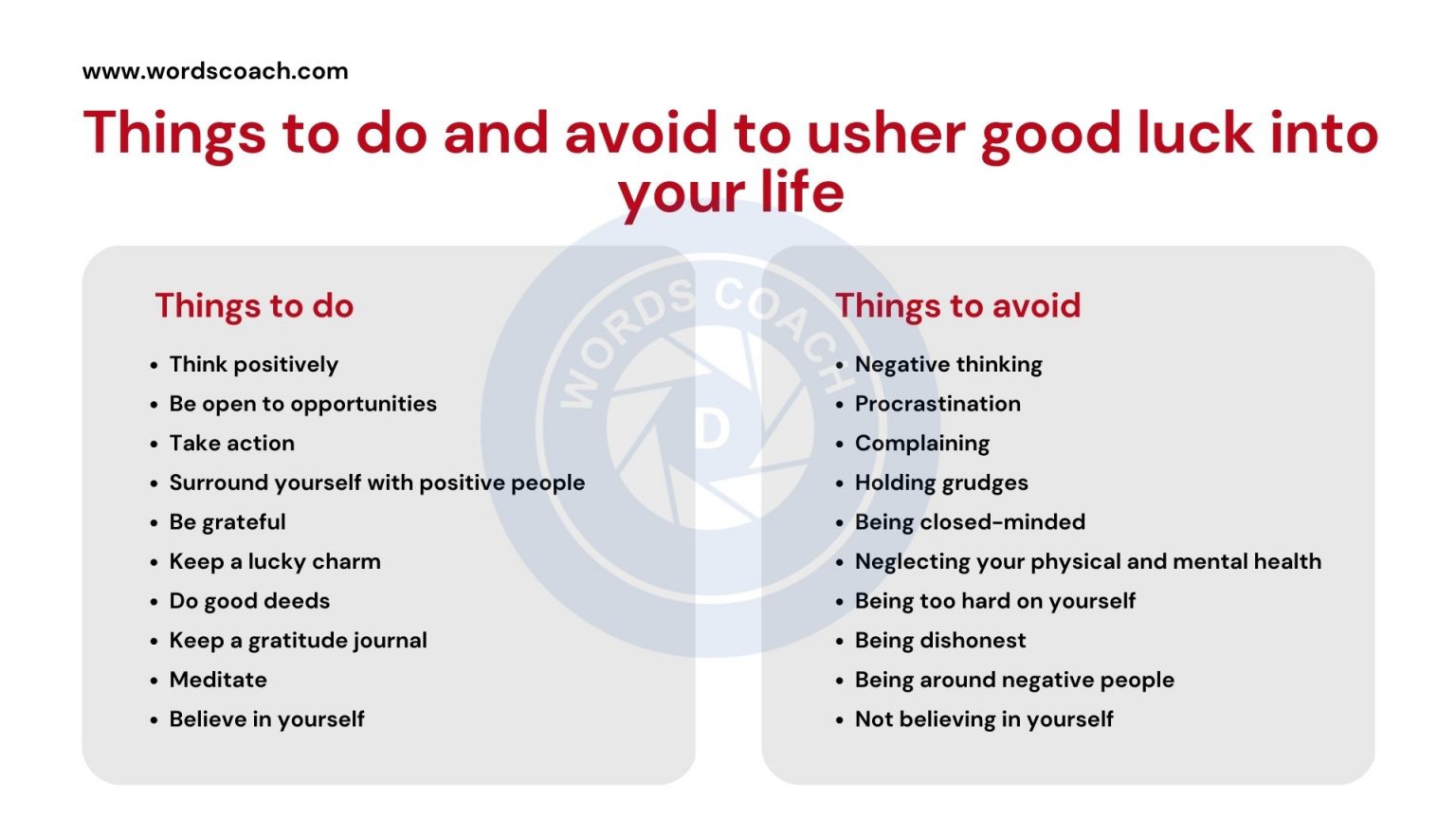 Things to do and avoid to usher good luck into your life - Word Coach
