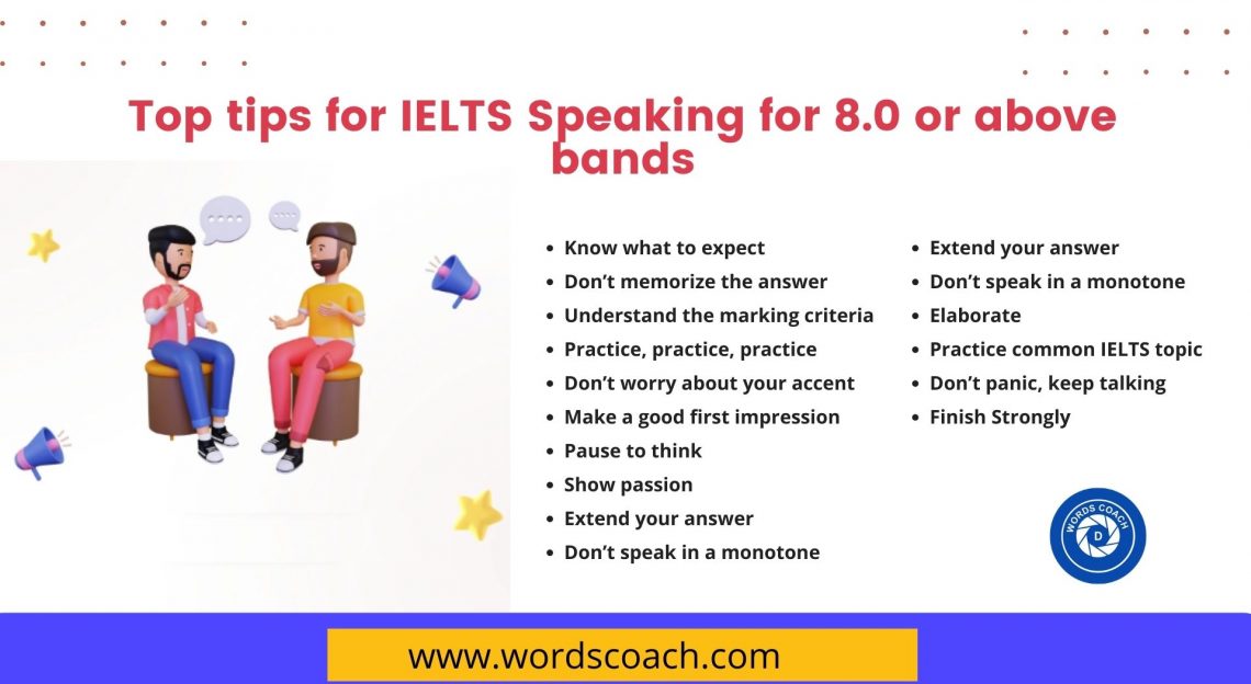 Top tips for IELTS Speaking for 8.0 or above bands - Word Coach