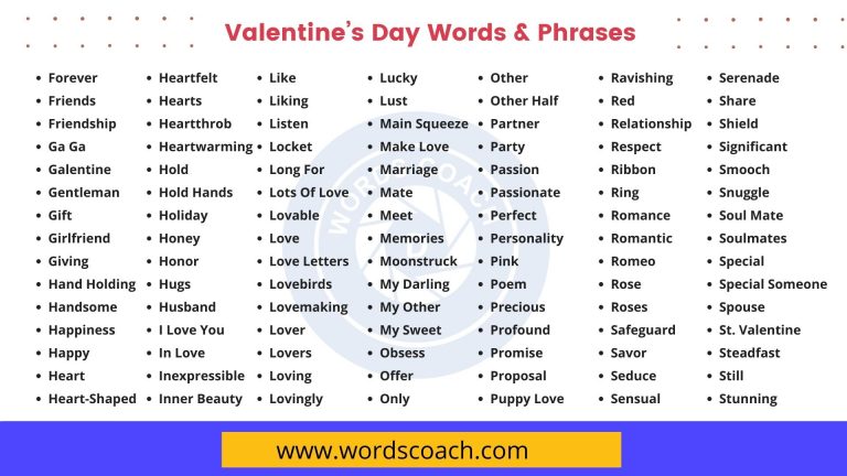 Valentine’s Day Words & Phrases - Word Coach