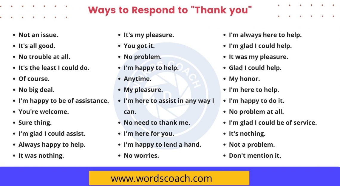 30+ Ways to Respond to Thank you - Word Coach