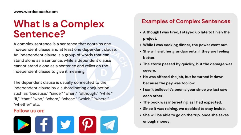Complex Sentences - Word Coach