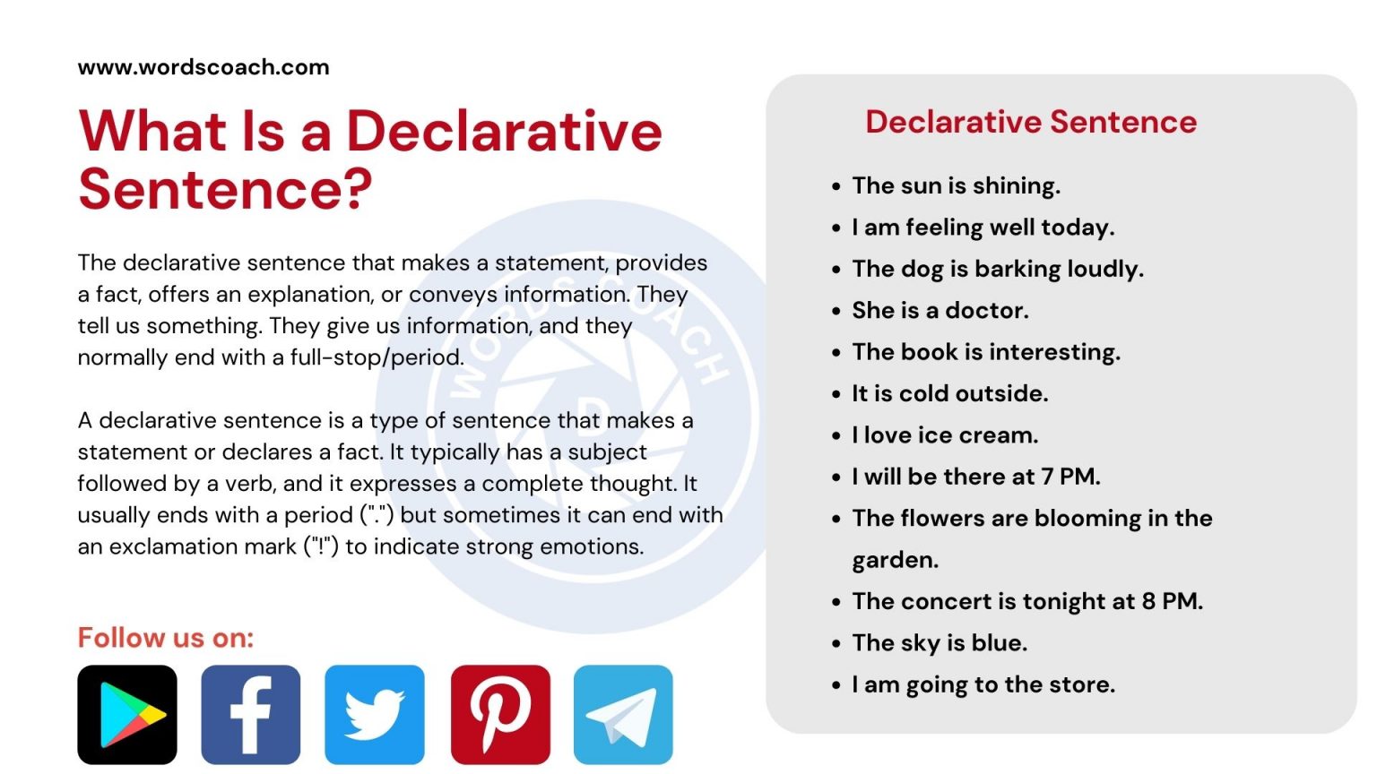 Declarative Sentences - Word Coach