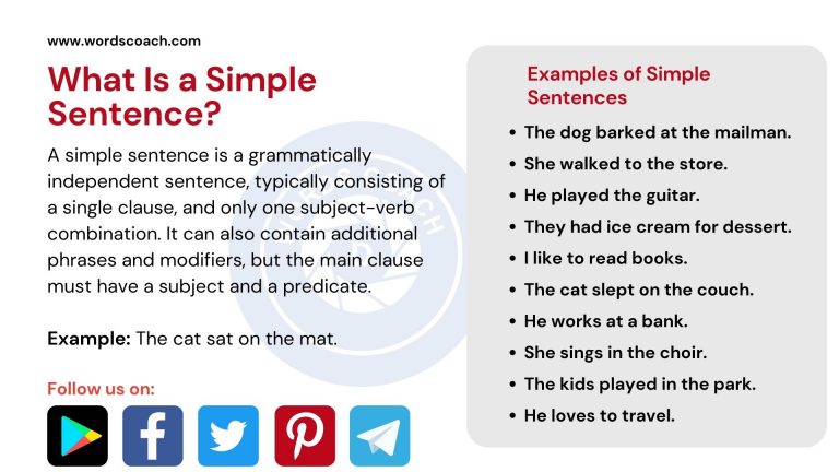 Simple Sentences - Word Coach