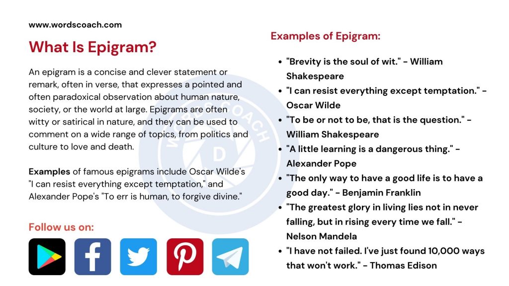 Epigram - Explore Meaning, Definition, and Examples - Word Coach