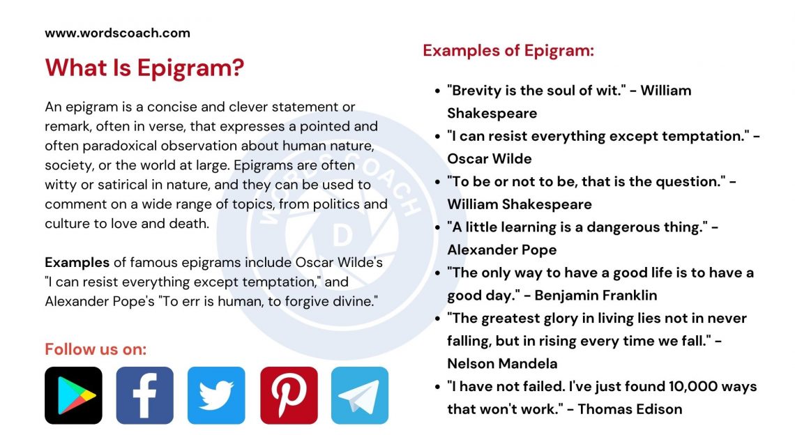 Epigram - Explore Meaning, Definition, and Examples - Word Coach