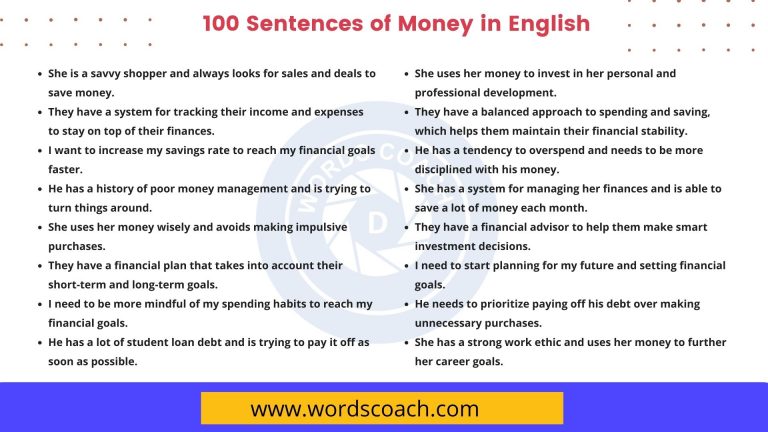 100 Sentences of Money in English - Word Coach