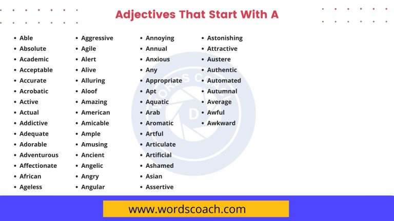 List of 2000+ Common Adjectives - Word Coach