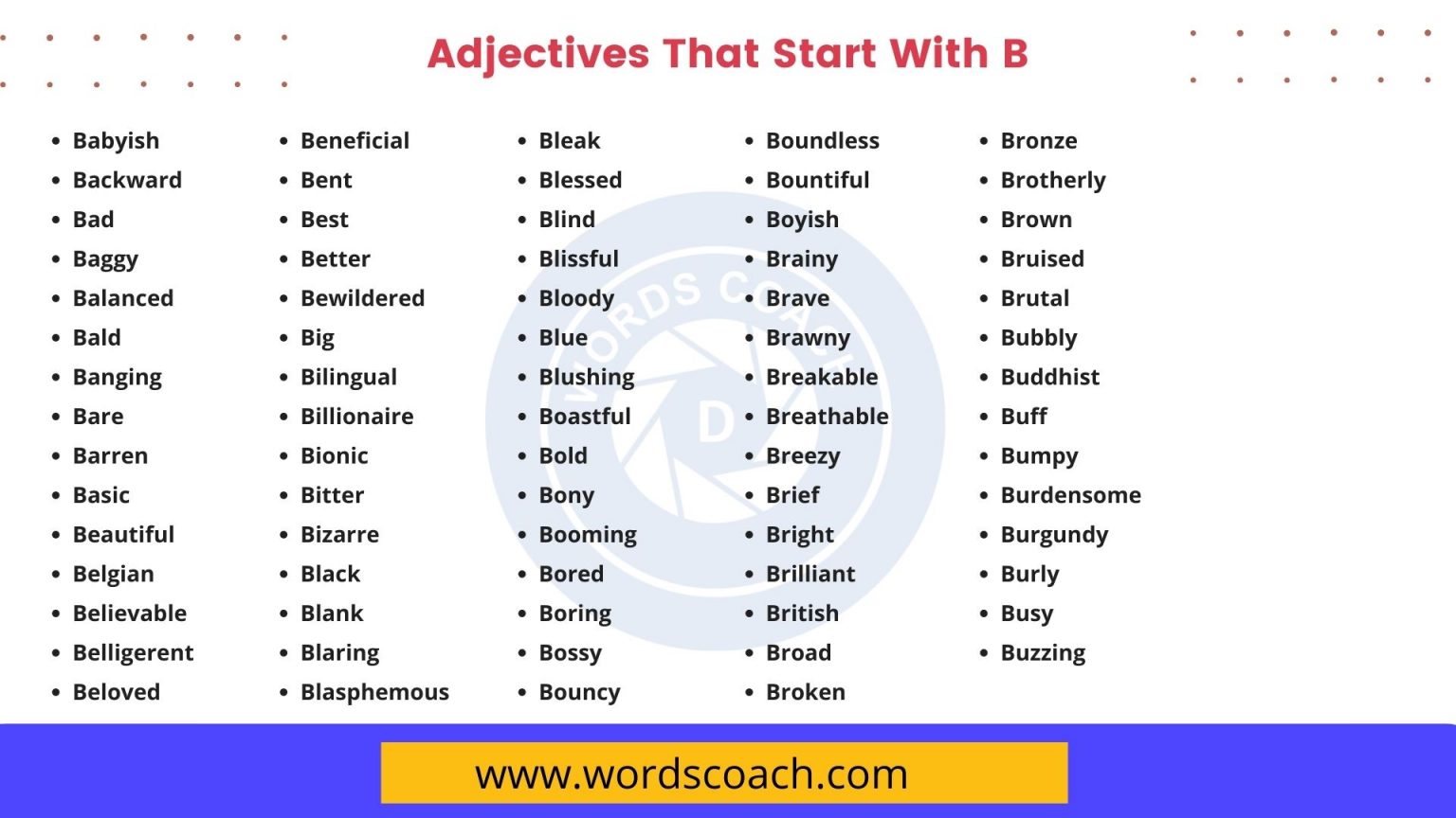 List of 2000+ Common Adjectives - Word Coach
