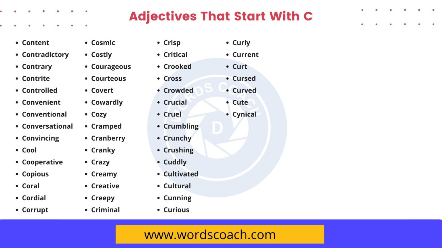 List of 2000+ Common Adjectives - Word Coach