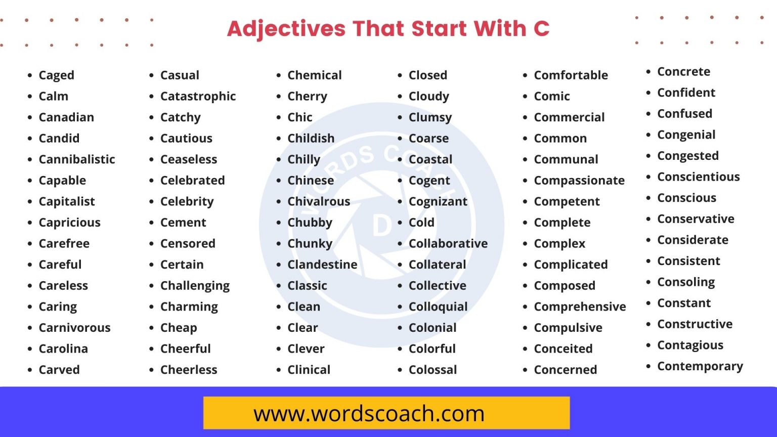 List of 2000+ Common Adjectives - Word Coach