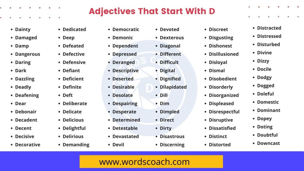 List of 2000+ Common Adjectives - Word Coach
