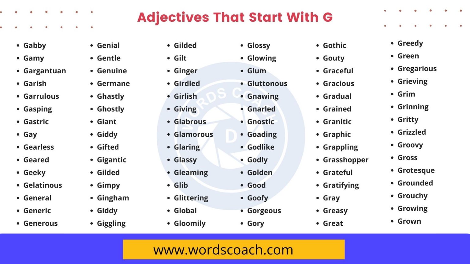 List of 2000+ Common Adjectives - Word Coach