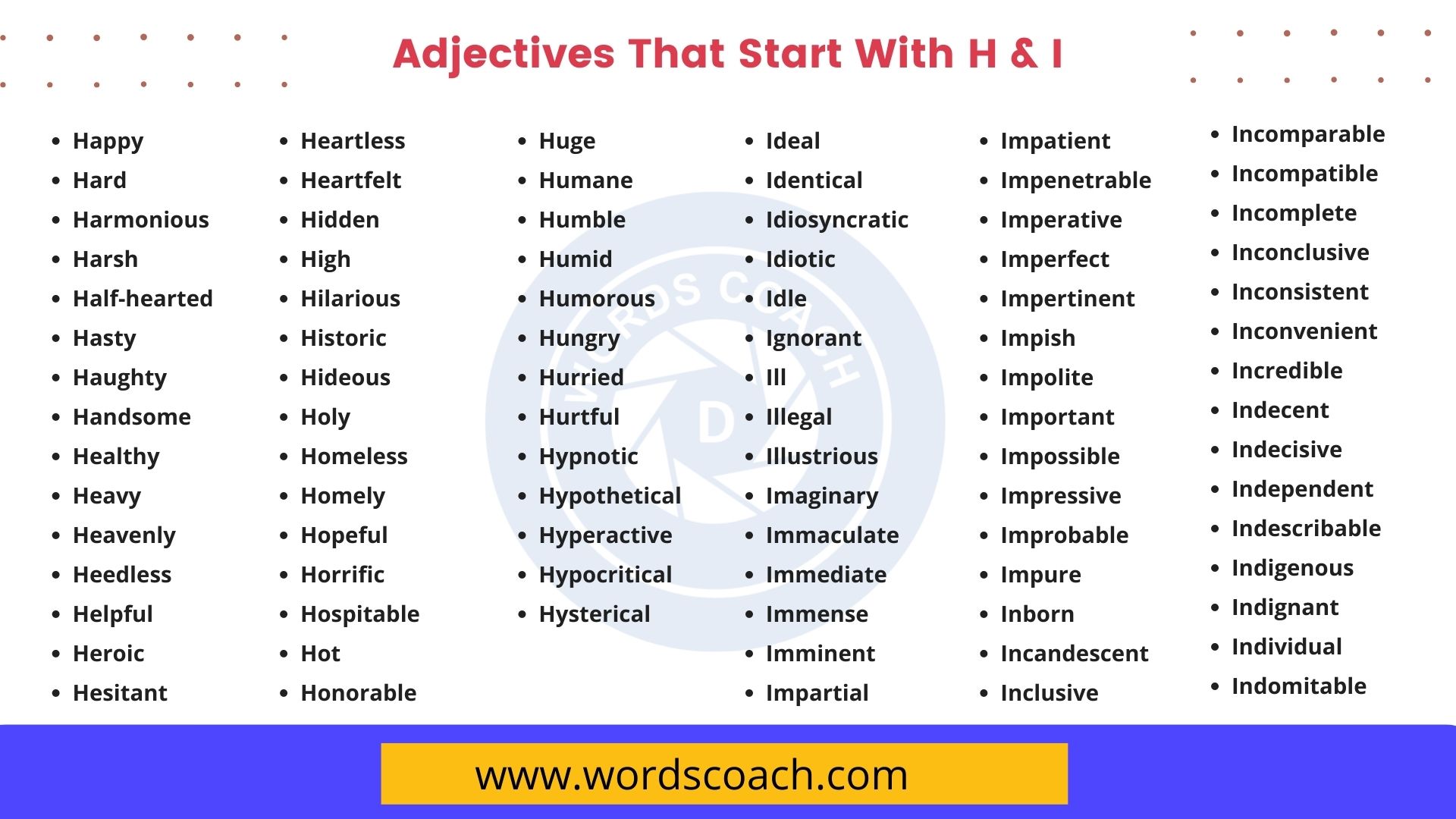 List of 2000+ Common Adjectives - Word Coach