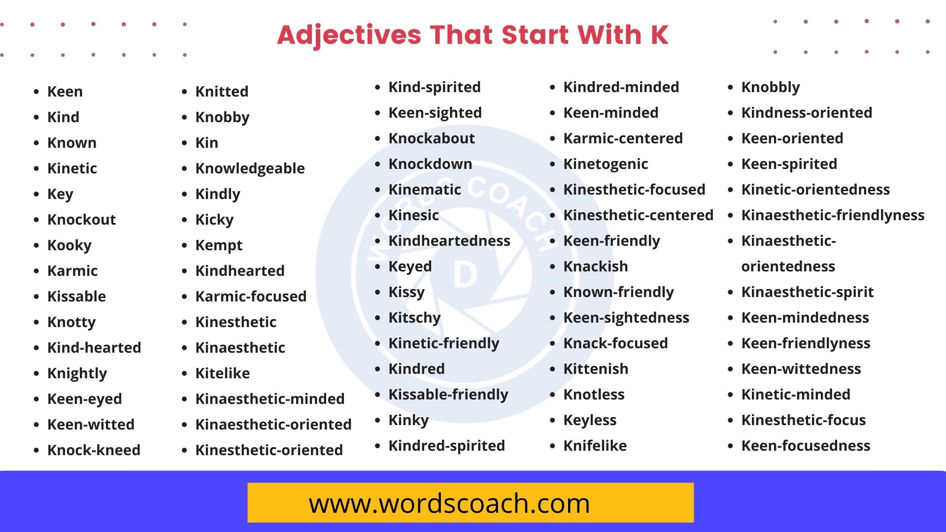 List of 2000+ Common Adjectives - Word Coach