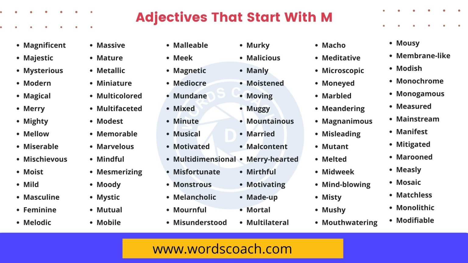 List of 2000+ Common Adjectives - Word Coach
