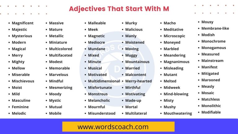 List of 2000+ Common Adjectives - Word Coach