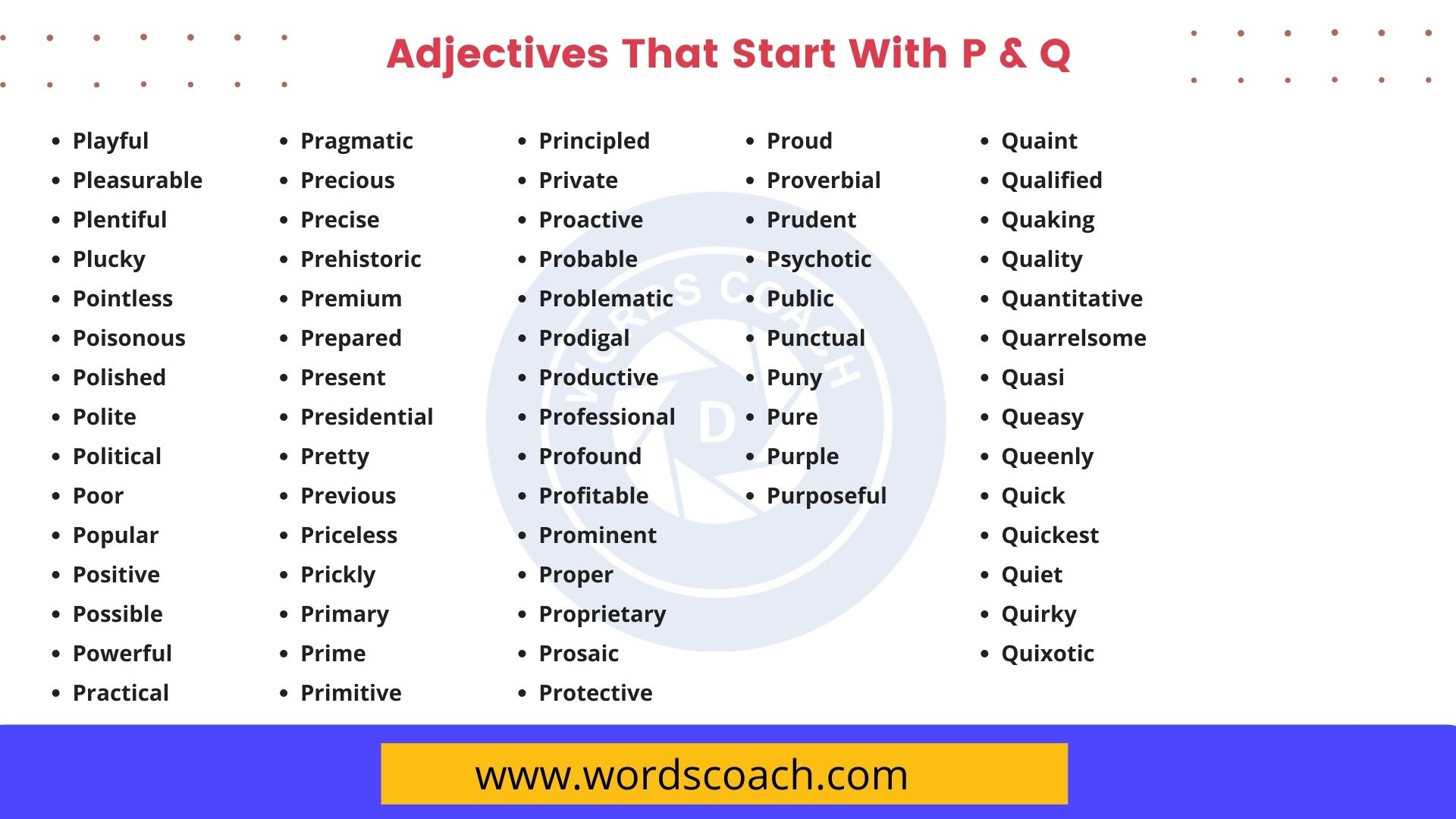 List of 2000+ Common Adjectives - Word Coach