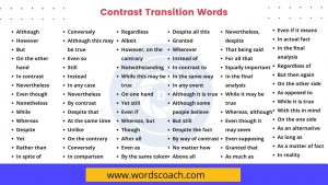 List of 100+ Useful Contrast Transition Words with Meaning and Examples ...