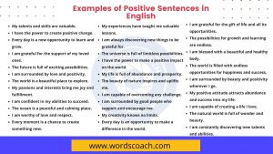 100+ Examples of Positive Sentences in English - Word Coach