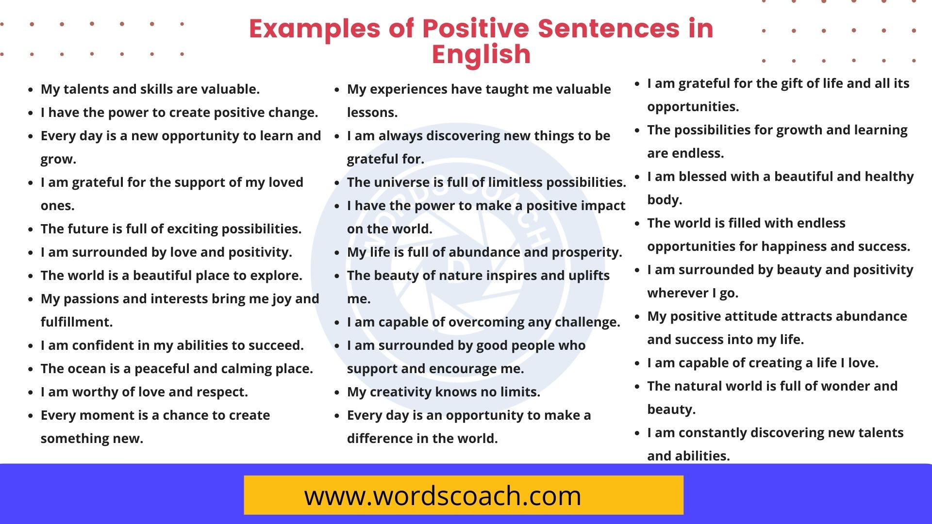 100+ Examples of Positive Sentences in English - Word Coach